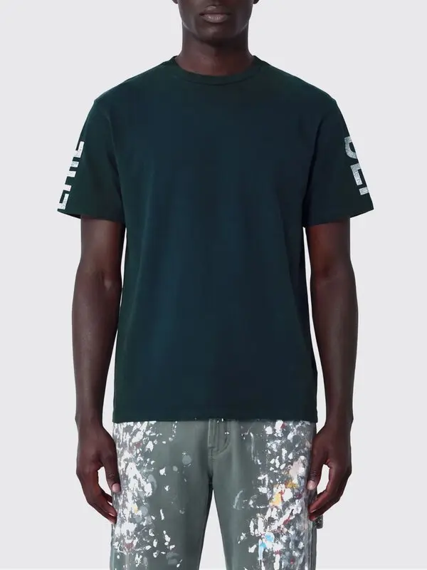 GALLERY DEPT. Cotton T-shirt With Contrast Logo Print On Chest And Back - Black