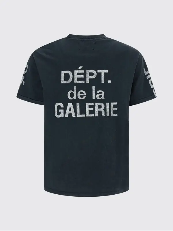 GALLERY DEPT. Cotton T-shirt With Contrast Logo Print On Chest And Back - Black