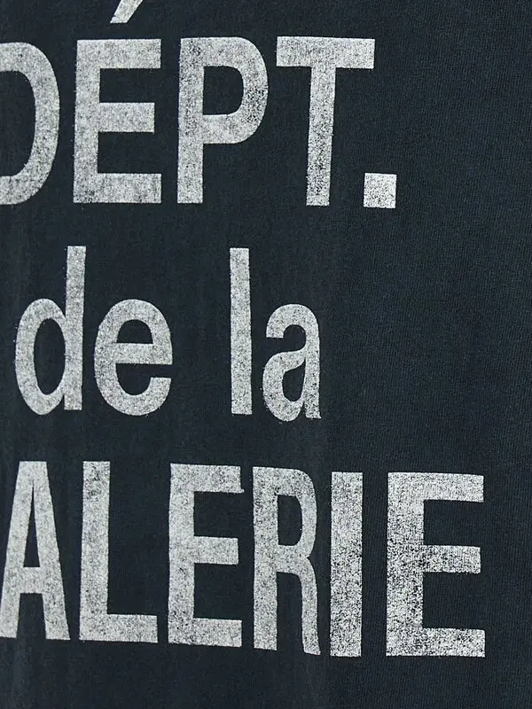 GALLERY DEPT. Cotton T-shirt With Contrast Logo Print On Chest And Back - Black