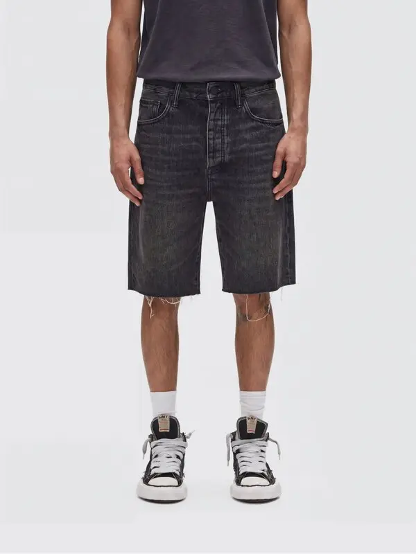 PURPLE BRAND Cotton Denim 5-pocket Knee-length Shorts