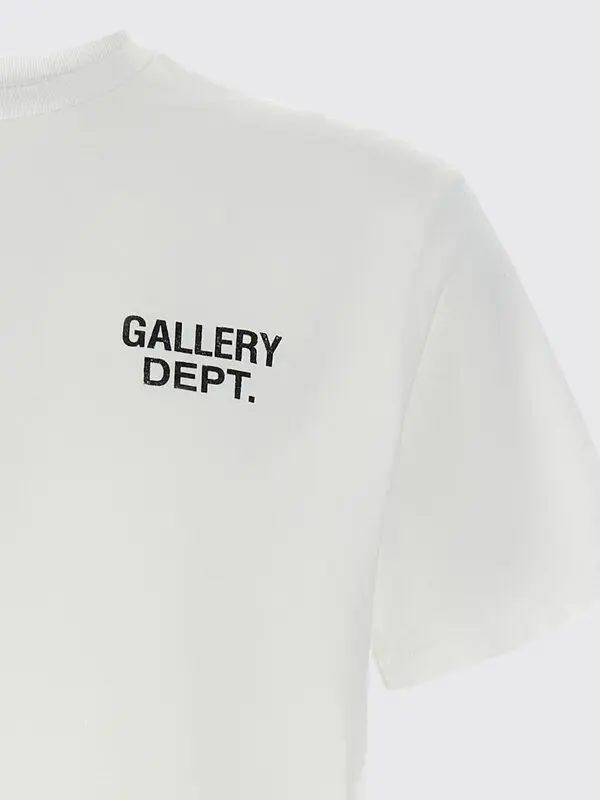 GALLERY DEPT. Slim Fit Logo Print Dropped-shoulder Cotton T-shirt - White