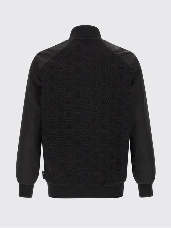 Philipp Plein Hexagon Logo High Neck Zipped Cotton-blend Sweatshirt - Black