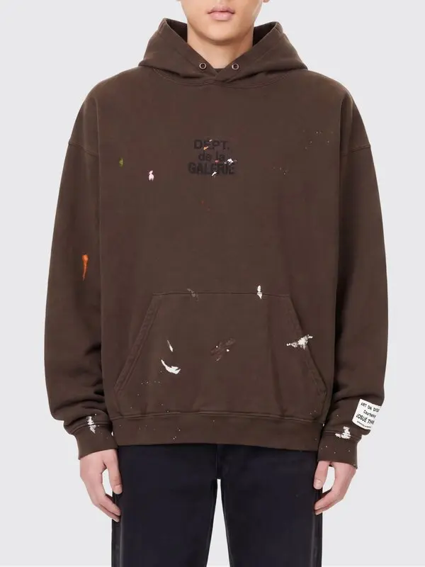 GALLERY DEPT. Oversized Abstract Print Cotton Hoodie - Brown