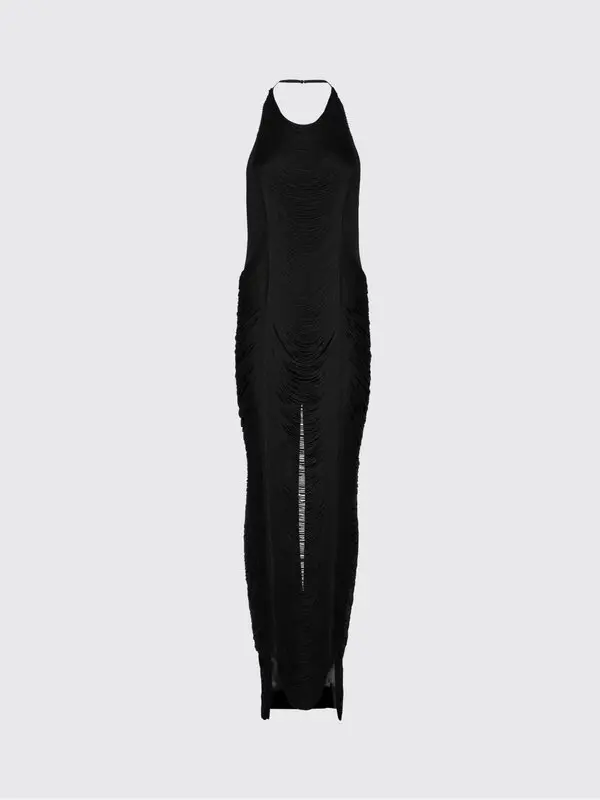 Philipp Plein Long Dress With Fringe Embellishment - Black