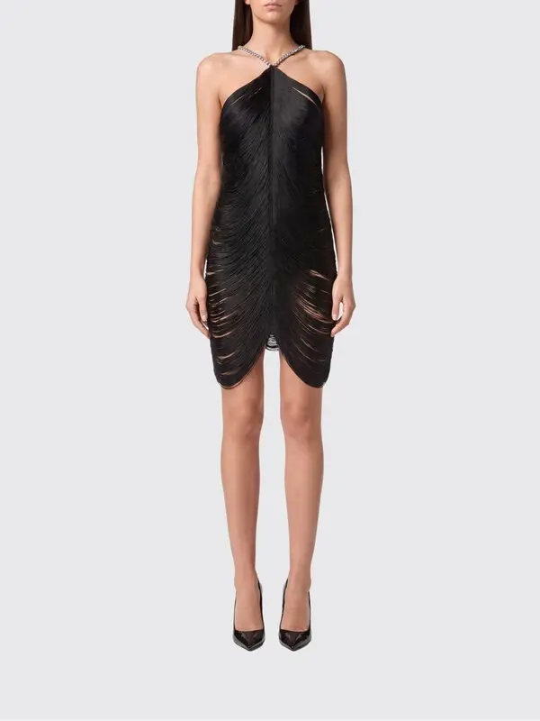 Philipp Plein Embellished Fringe Mini Dress - Black