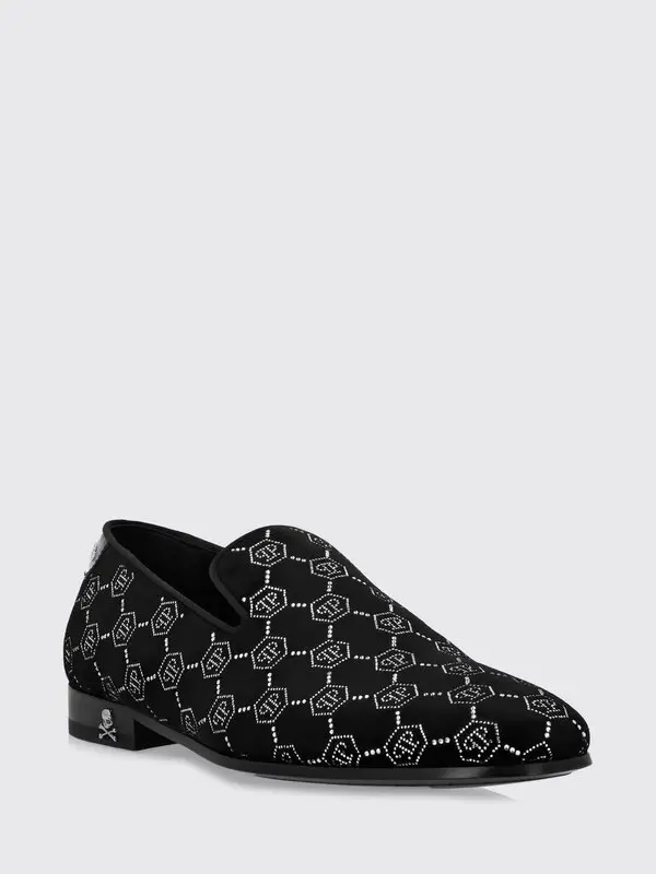 Philipp Plein Velvet Loafers With Rhinestone Hexagon Detail