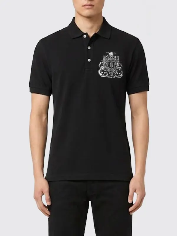 BILLIONAIRE Cotton Polo Shirt With Logo Emblem - Black