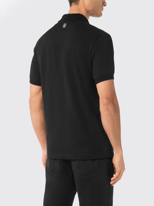 BILLIONAIRE Cotton Polo Shirt With Logo Emblem - Black