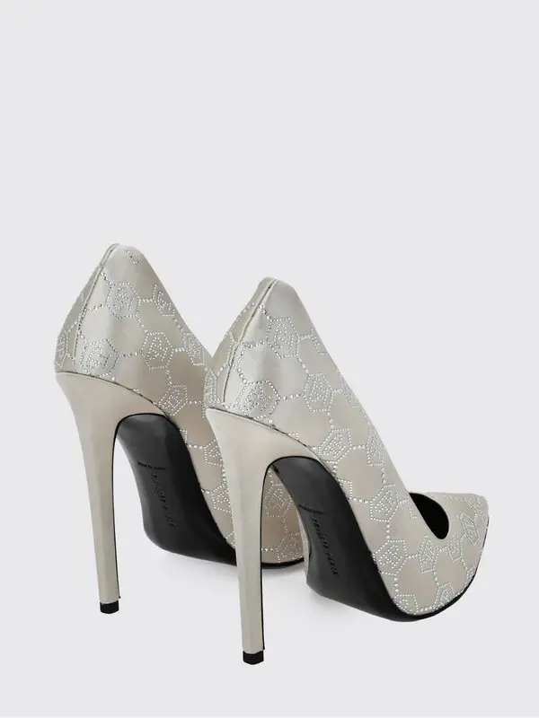 Philipp Plein Embellished Satin Stiletto Pumps - Beige