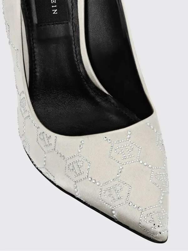 Philipp Plein Embellished Satin Stiletto Pumps - Beige