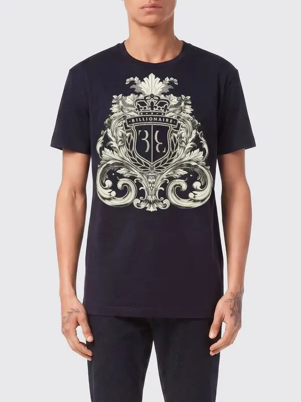 BILLIONAIRE Printed Cotton T-shirt - Blue