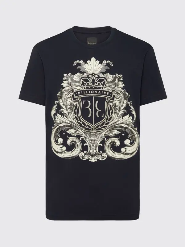 BILLIONAIRE Printed Cotton T-shirt - Blue