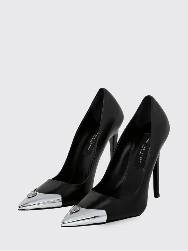 Philipp Plein Leather Pumps With Metal Toe - Black
