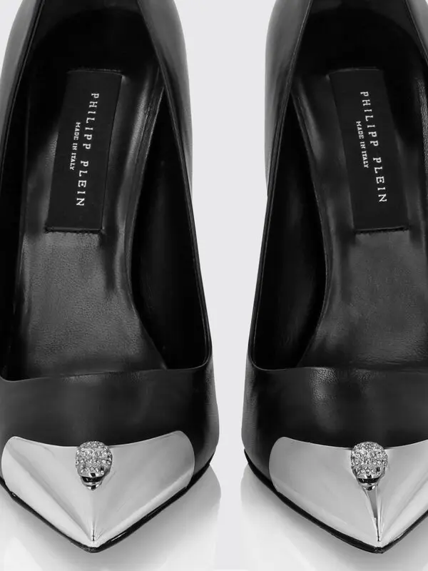 Philipp Plein Leather Pumps With Metal Toe - Black
