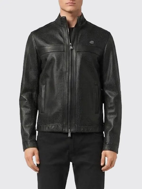 BILLIONAIRE Nappa Leather Biker Jacket - Black