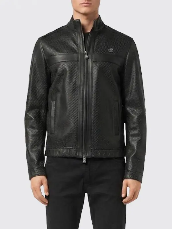 BILLIONAIRE Sheepskin Leather Biker Jacket - Black