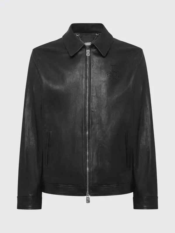 BILLIONAIRE Sheepskin Leather Biker Jacket - Black