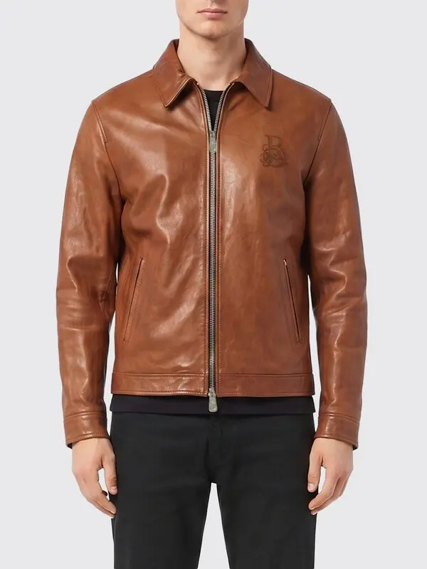 BILLIONAIRE Sheepskin Leather Biker Jacket - Brown