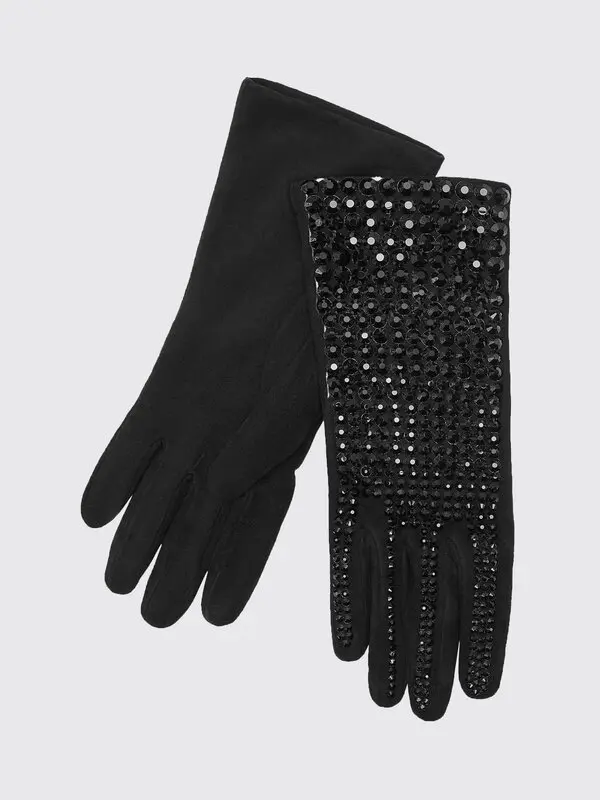 Philipp Plein Suede Gloves With Crystal Embellishments - Black