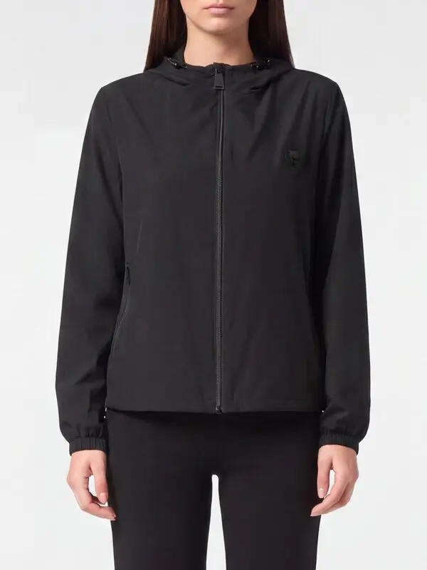 PLEIN SPORT Hooded Nylon Windbreaker Jacket - Black
