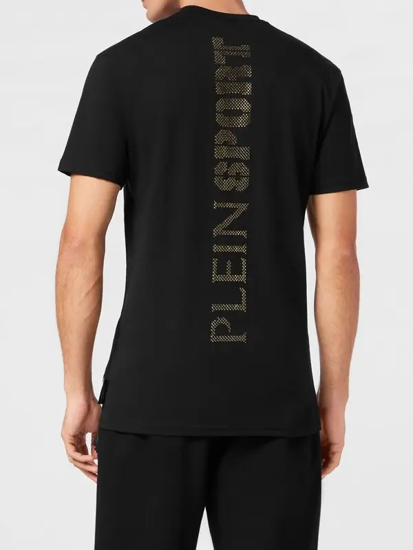 PLEIN SPORT Cotton T-shirt With Rhinestone Logo - Black 1