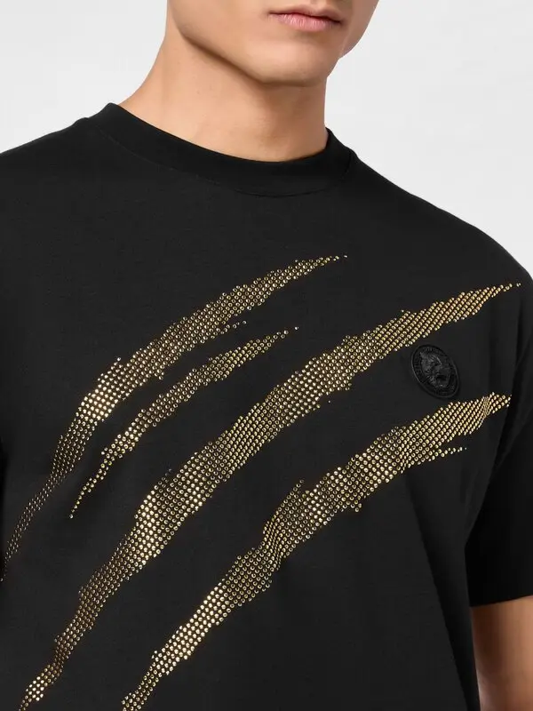 PLEIN SPORT Cotton T-shirt With Rhinestone Logo - Black 1