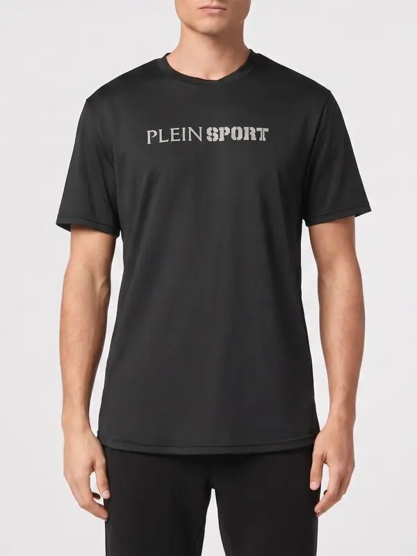 PLEIN SPORT Cotton T-shirt With Printed Logo - Black