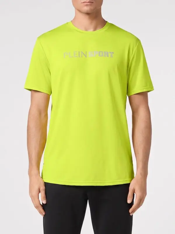 PLEIN SPORT Cotton T-shirt With Printed Logo - Yellow
