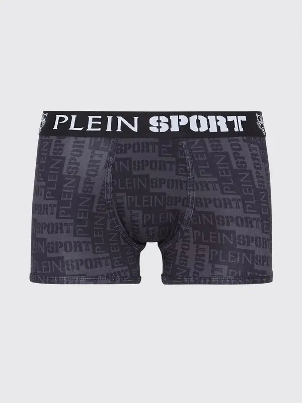 PLEIN SPORT Stretch Cotton Blend Boxer Shorts With Lettering Print Philipp Plein - Black