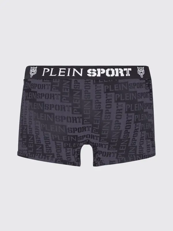 PLEIN SPORT Stretch Cotton Blend Boxer Shorts With Lettering Print Philipp Plein - Black