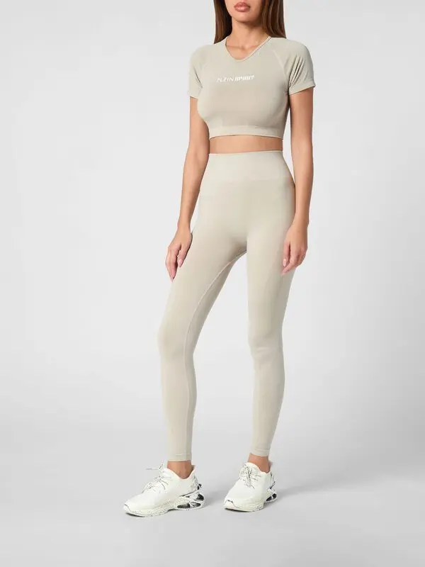 PLEIN SPORT Technical Stretch Fabric Leggings - Grey