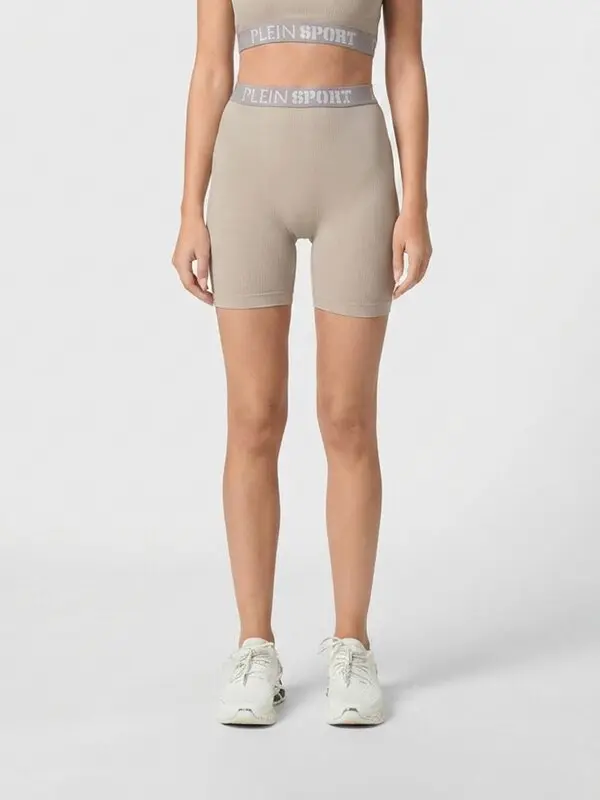 PLEIN SPORT Ribbed Bike Shorts - Grey