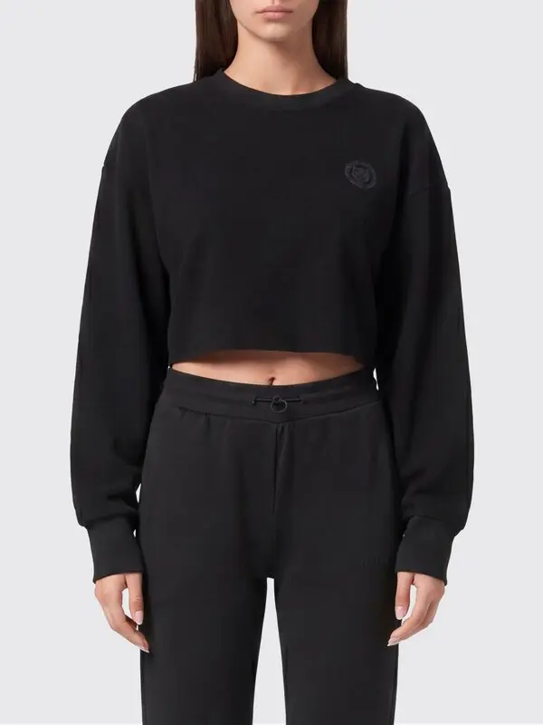 PLEIN SPORT Cotton Cropped Sweatshirt With Embossed Logo