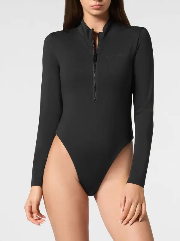 PLEIN SPORT Long Sleeve Zip-up Bodysuit