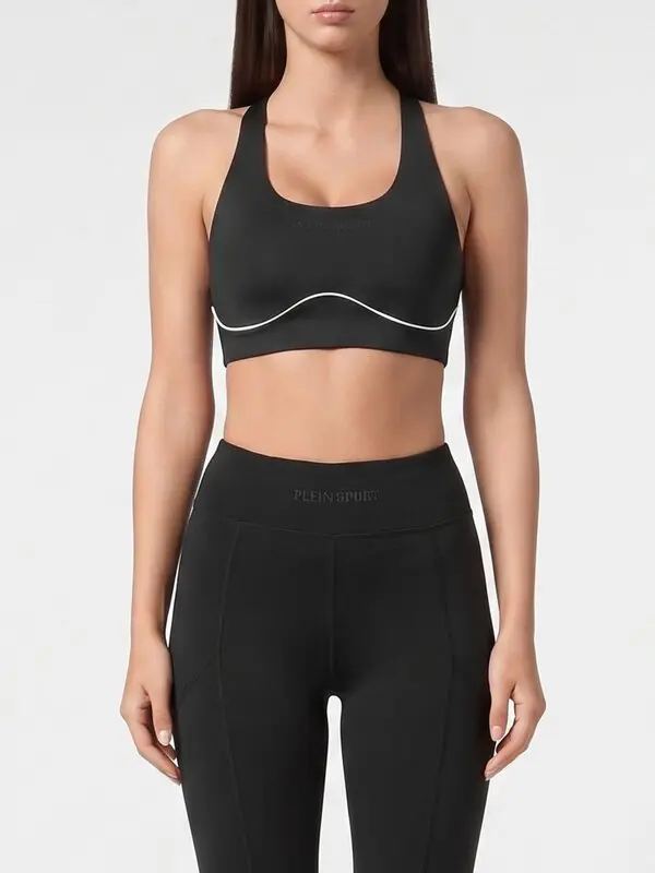 PLEIN SPORT Sports Top With Contrast Piping - Black