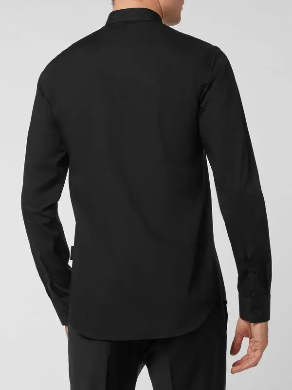 Philipp Plein Classic Cotton Poplin Shirt - Black