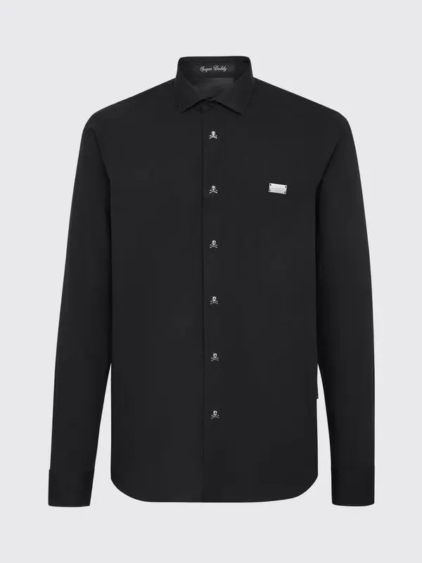 Philipp Plein Classic Cotton Poplin Shirt - Black