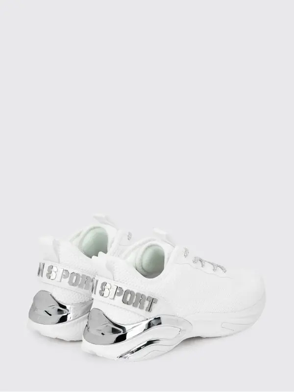 PLEIN SPORT Crochet Knit Lace-up Sneakers - White