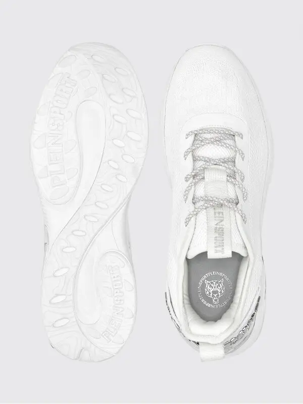 PLEIN SPORT Crochet Knit Lace-up Sneakers - White