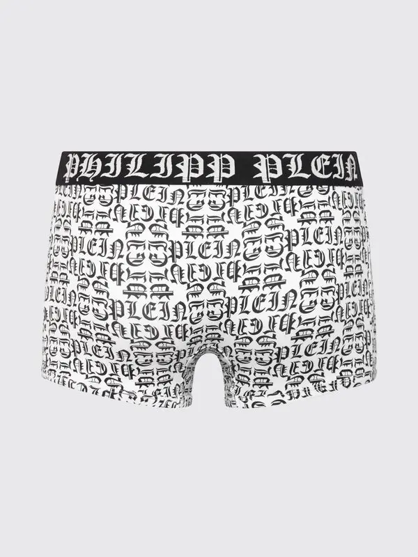 Philipp Plein Stretch Cotton Blend Boxers With Lettering Print