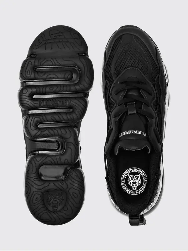 PLEIN SPORT Mesh And Leather Lace-up Low-top Sneakers - Black