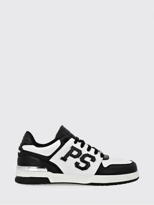 PLEIN SPORT Leather Lace-up Sneakers With Embossed Logo - Black