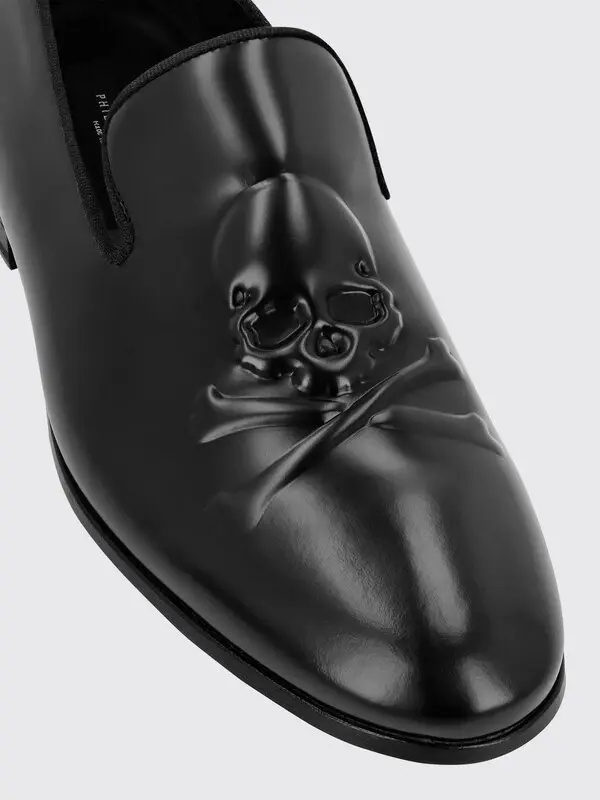 Philipp Plein Leather Loafers With Embossed Skull Detail