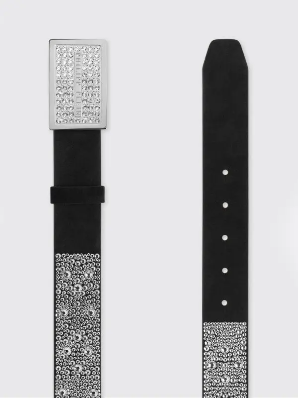 Philipp Plein Embellished Leather Belt - Silver