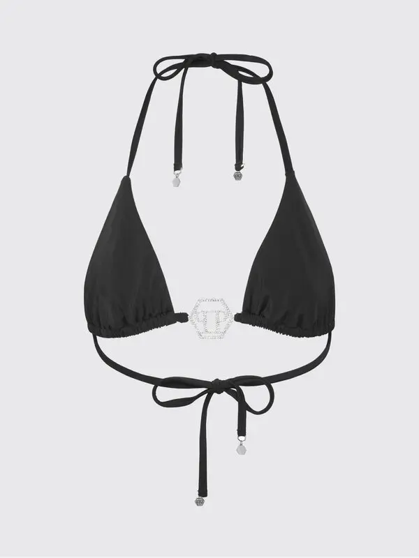 Philipp Plein Embellished Triangle Bikini Top - Black