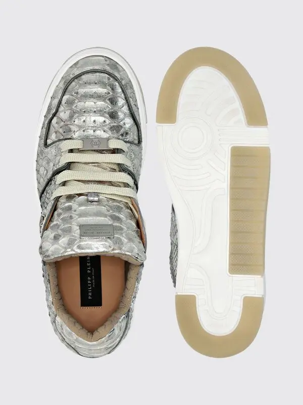 Philipp Plein Laminated Python Leather Lace-up Sneakers