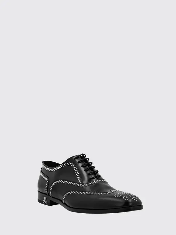 Philipp Plein Leather Derby Shoes With Micro Studs