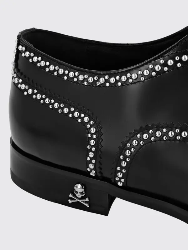 Philipp Plein Leather Derby Shoes With Micro Studs