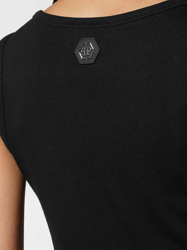 Philipp Plein Sleeveless Cotton Blend Top - Black