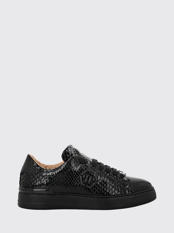 Philipp Plein Python Effect Leather Low Top Sneakers - Black